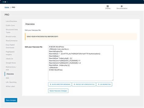 seopress htaccess plugin to edit the htaccess and robots txt file