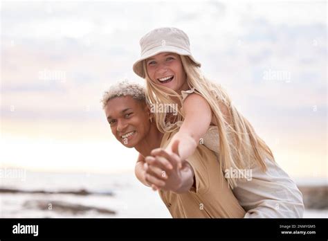 Closeup Portrait Of An Young Affectionate Mixed Race Couple Standing On