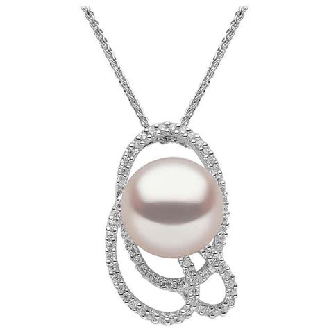 Yoko London Freshwater Pearl And Diamond Pendant In 18 Karat White Gold