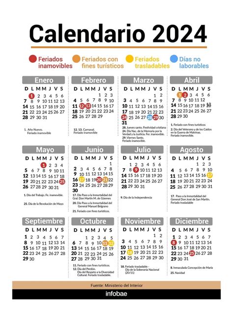 Calendario De Feriados 2024 ¿cuántos Fines De Semana Largos Habrá