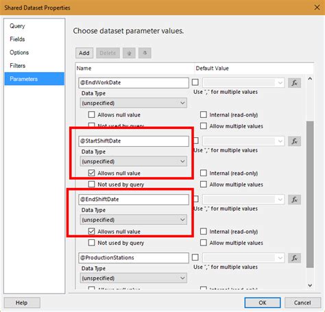 reporting services getting a one or more parameters