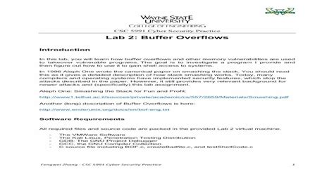 lab 2 buffer overflows computer science wayne … 2 buffer