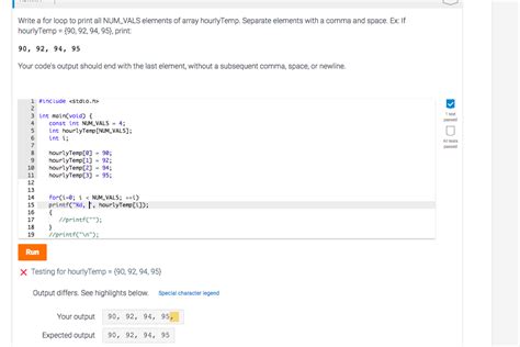 solved write a for loop to print all num vals elements of