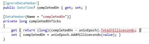 c how to handle a null value in json data member for datetime