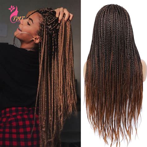 26inch Synthetic Long Wig Black Micro Box Braided Wigs For Black Women