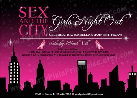 sex and the city party invitations bachelorette girls night etsy
