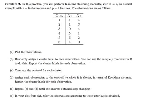 Problem 2 In This Problem You Will Perform K Means