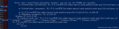 vue vue项目，执行npm install，出现错误：can t find python executable python