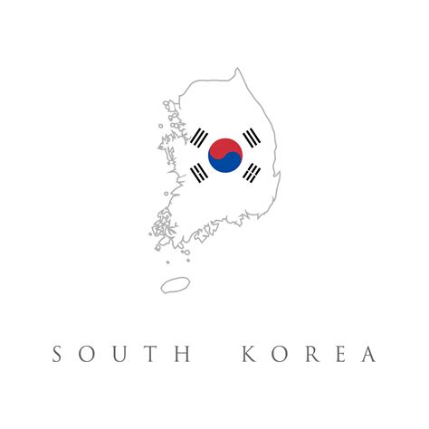 Südkorea Flagge Auf Der Karte Des Landes Symbol Mit Karte Weiß