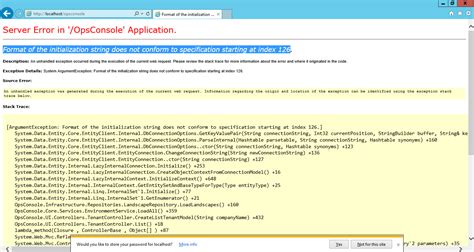 format of the initialization string does not conform to specification