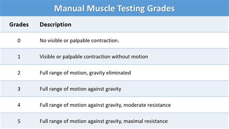 Manual Muscle Testing Grade Scale