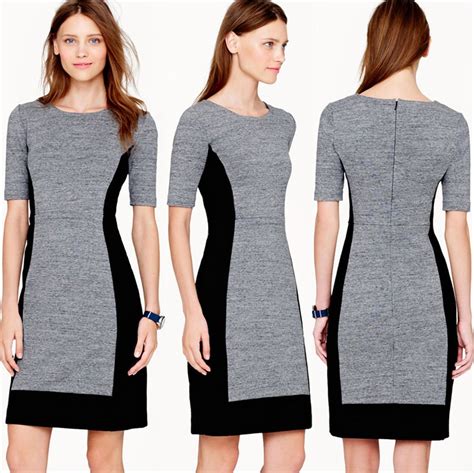 J Crew Paneled Stretch Dress Colorblock Black Grey Jersey Fitted Shift