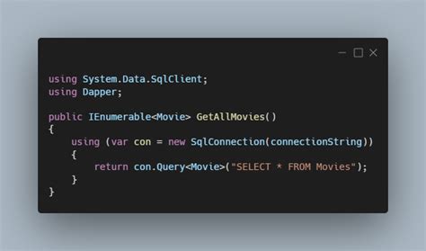 c execute a select query with dapper makolyte
