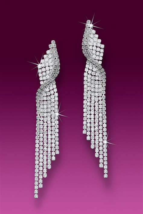 Er054cs Twisted Crystal Rhinestone Dangle Pierced Earrings