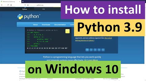 how to install python 3 9 0 on windows 10 how to install youtube