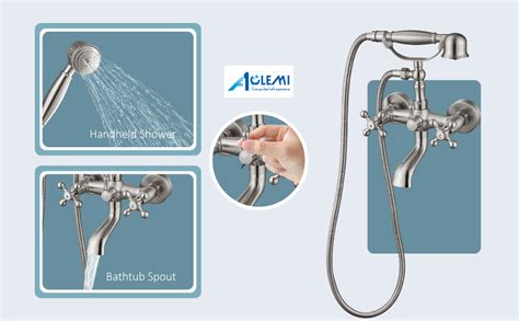 Aolemi Wall Mount Brushed Nikcel Bathtub Faucet With Hand Shower