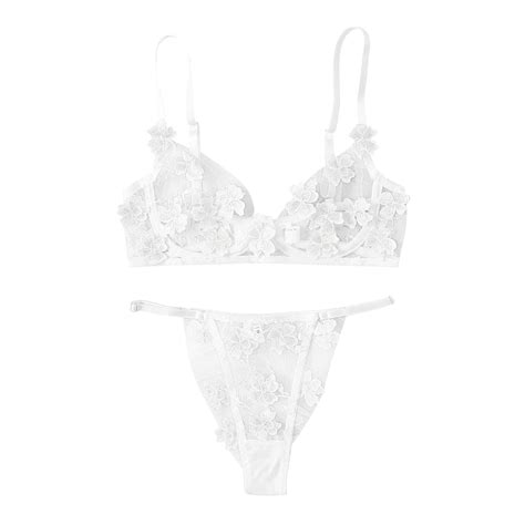 Wtxue Intimates Lace Bra Lette Embroidery Lingerie Thong Bustier