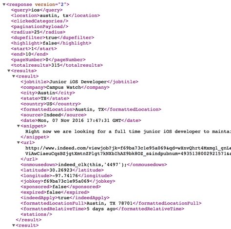 ios unable to parse xml from url for indeed api stack overflow