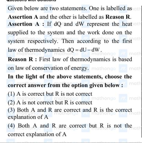 Given Below Are Two Statements One Is Labelled As Assertion A And The Ot