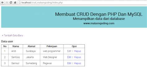 Membuat Crud Dengan Php Dan Mysql Menampilkan Data