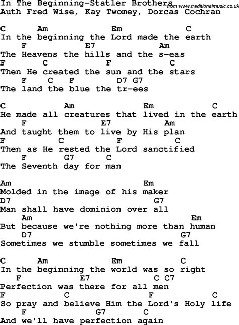 Country Southern And Bluegrass Gospel Song In The Beginning Statler