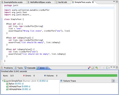 using unit testing frameworks — scala ide 0 1 snapshot