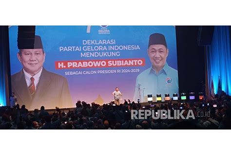 Prabowo Subianto Hadiri Deklarasi Dukungan Dari Partai Gelora