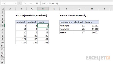 excel bitxor function exceljet