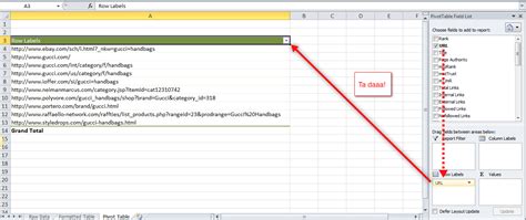 pivot tables excel 2007 row labels side by