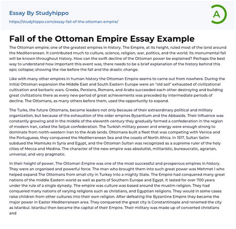 Fall Of The Ottoman Empire Essay Example