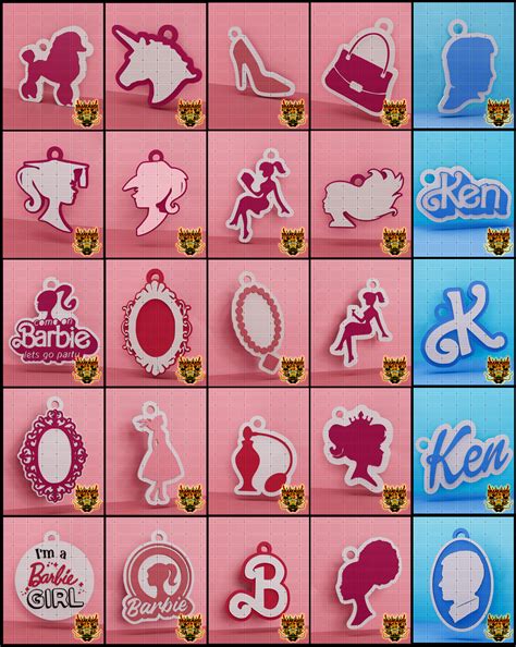 Stl File 2 X25 Megapack Barbie Keychains Barbie Keychain・3d