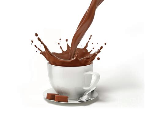 Chocolate Splashing Into Cup And Saucer 1 By Leonello Calvetti Science