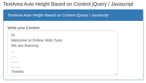 textarea auto height based on content jquery javascript