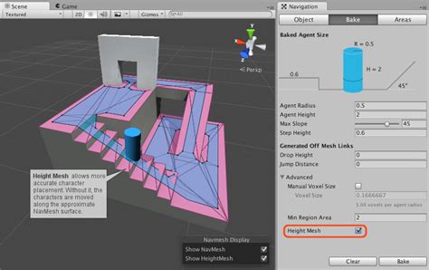 unity manual building height mesh for accurate character placement