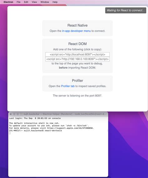 question getting error while using react devtools for react native app