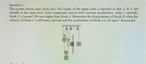 Solved Question 1 The System Shown Starts From Rest The