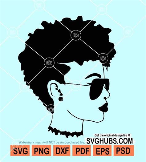 Afro Woman With Sunglasses Svg File Afro Woman Svg Black Girl Magic