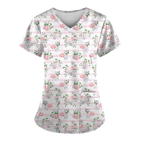 Taymeis Womens Scrub Tops With Designs Stretchy Plus Size Nursing