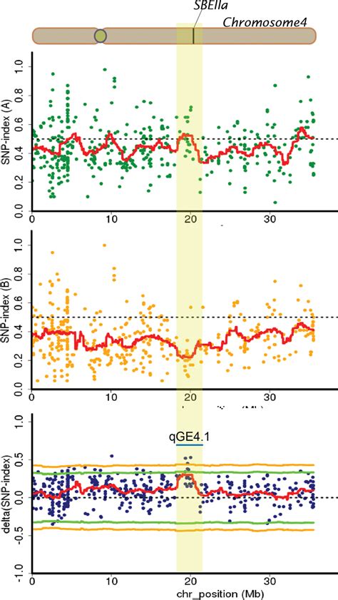 Snp Index Plots Between Two Bulks And ∆ Snp Index Demonstrating The