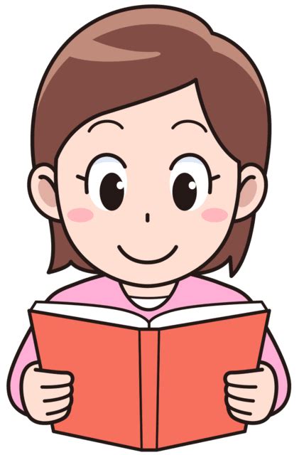 本を読む女の子（無料イラスト素材） イラスト素材図鑑