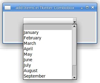 add itmes in combobox in tkinter python with loop example