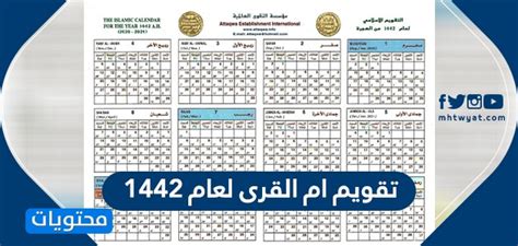 تقويم ام القرى 1442
