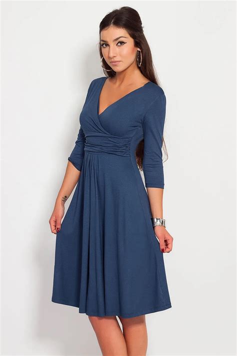 New 2017 Casual Women Dresses V Neck Knee Length Colourful Dress Plus
