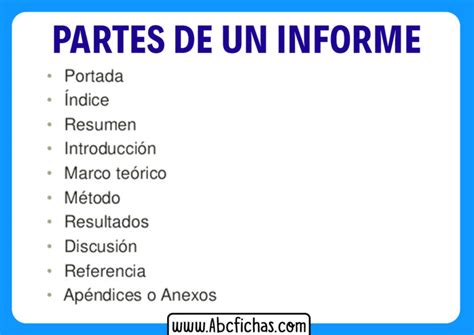 Las Partes De Un Informe Estructura De Un Informe