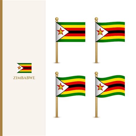 Premium Vector Waving Zimbabwe Flags 3d Vector Illustration Flag Of