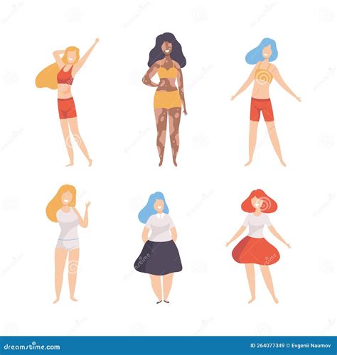 Female With Different Figure Type And Height As Body Positive And Self