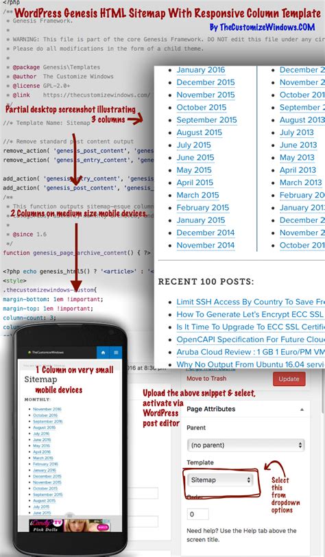 wordpress genesis html sitemap with responsive columns