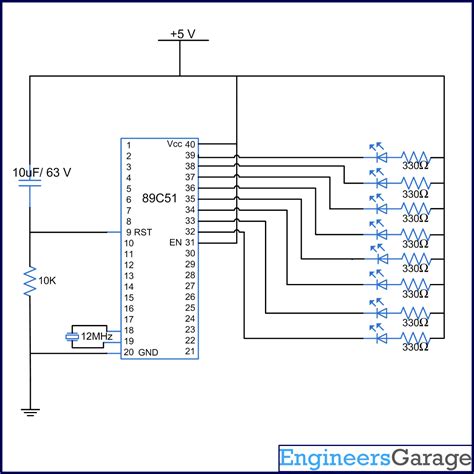 how to interface leds with 8051 microcontroller at89c51 part 1 45