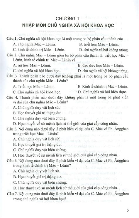 Hệ Thống Câu Hỏi Trắc Nghiệm Hướng Dẫn Ôn Tập Môn Chủ Nghĩa Xã Hội Khoa