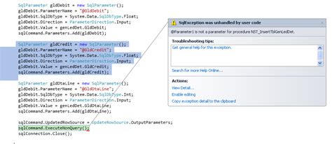 c parameter1 is not a parameter for procedure stack